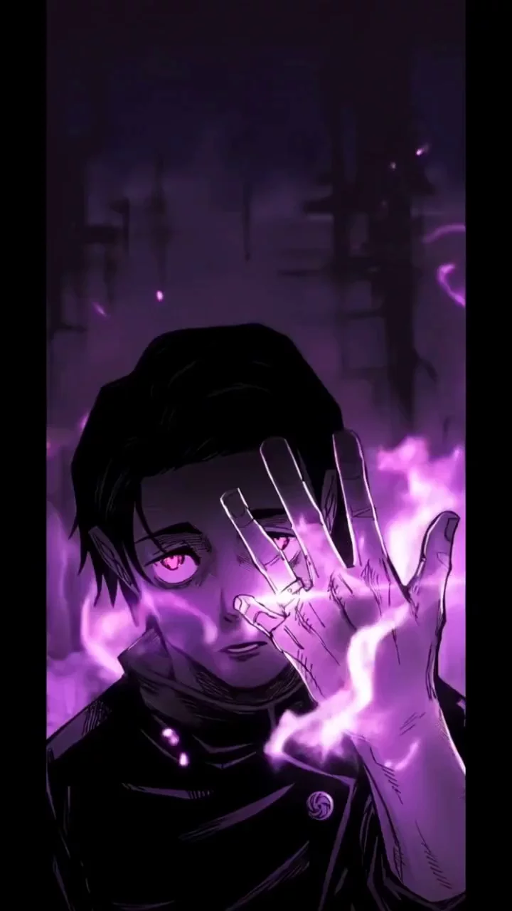 Epic Manga Animation Sorcerer Dark Uniform Magenta Eyes Glowing Cursed ...